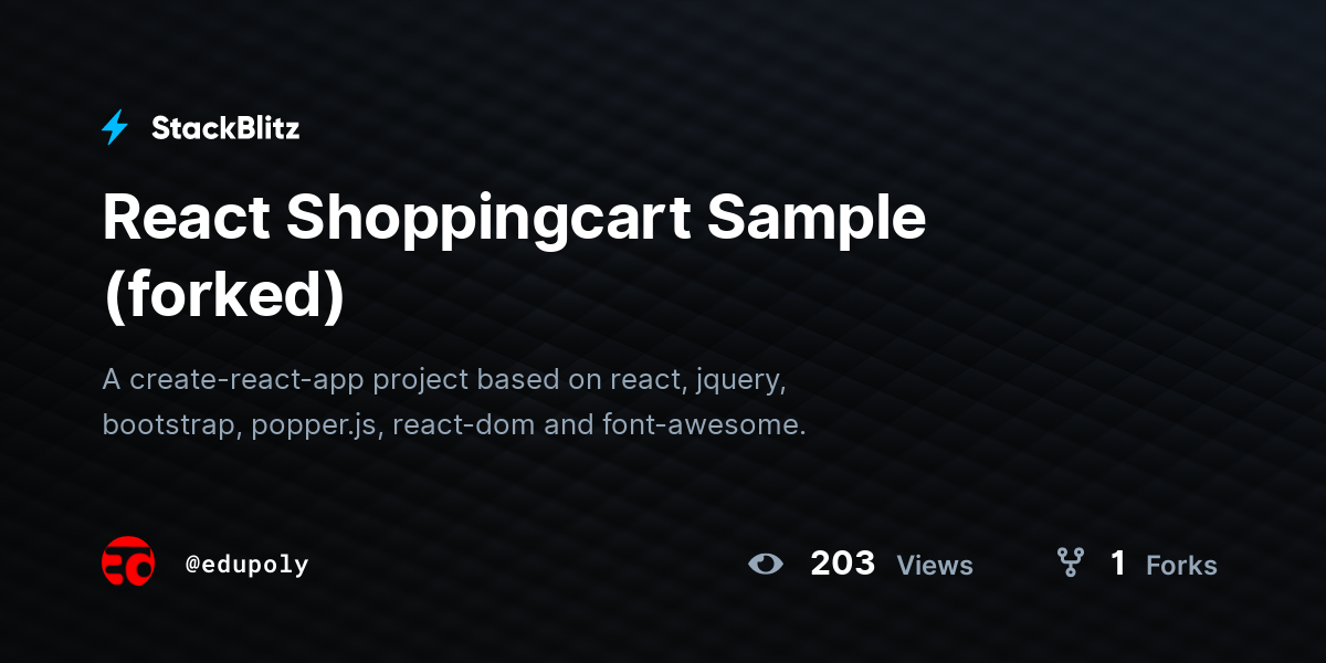 React Shoppingcart Sample (forked) - StackBlitz