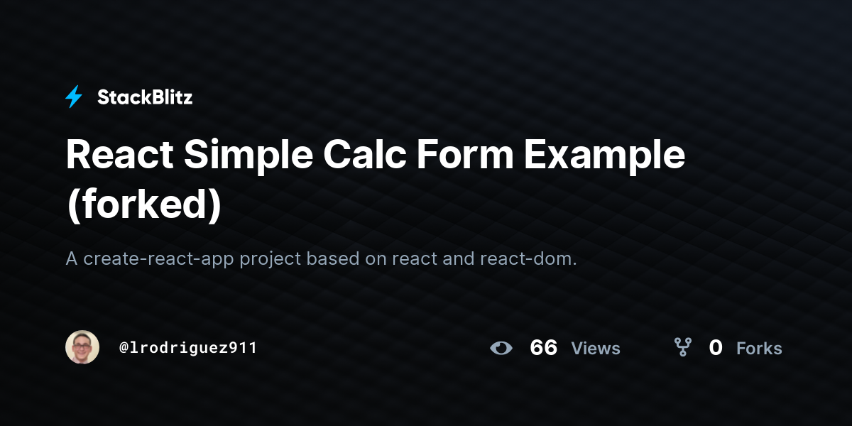 React Simple Calc Form Example (forked) - StackBlitz