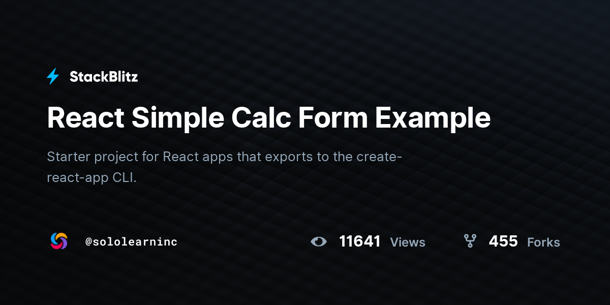 React Simple Calc Form Example - StackBlitz
