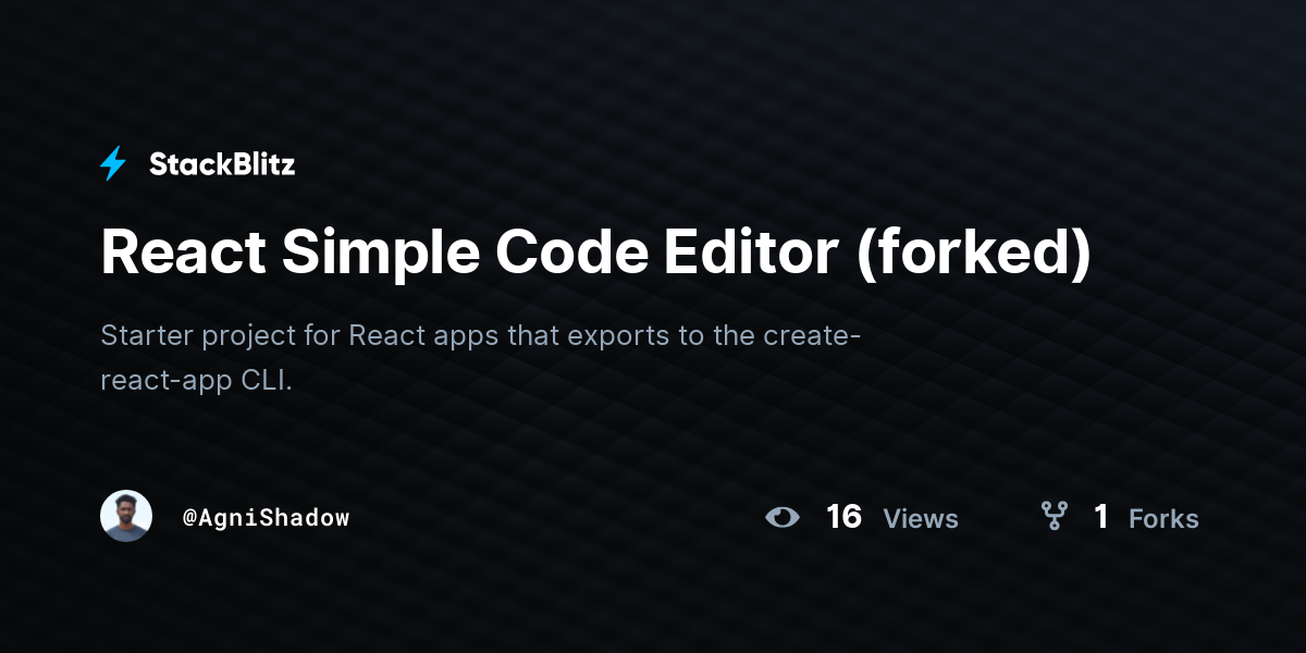 React Simple Code Editor (forked) - StackBlitz