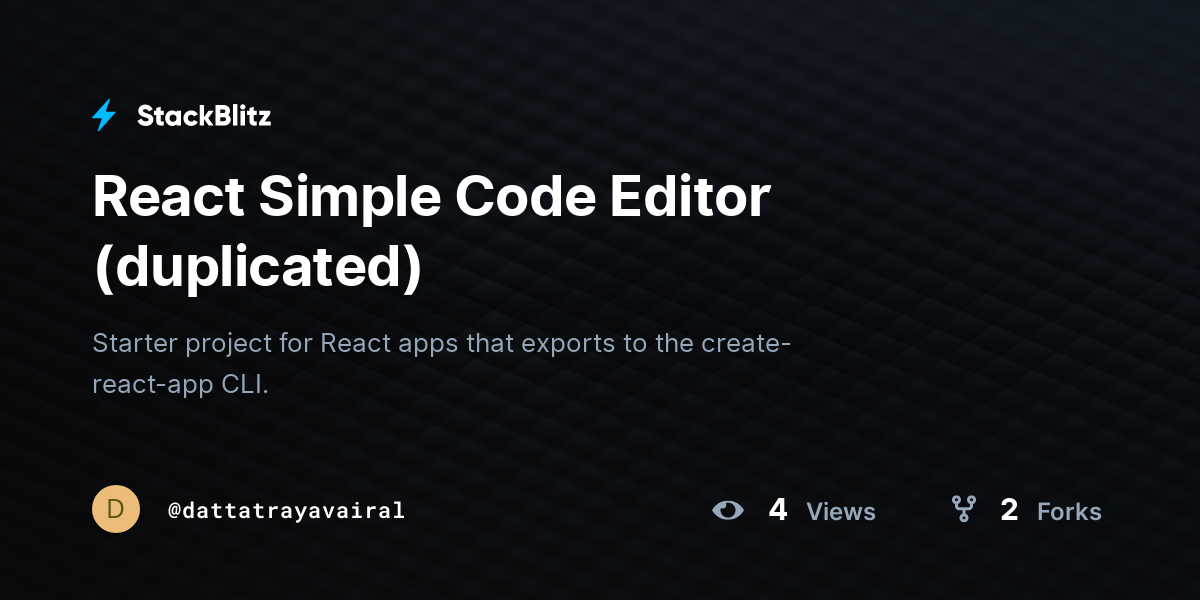 React Simple Code Editor (duplicated) - StackBlitz