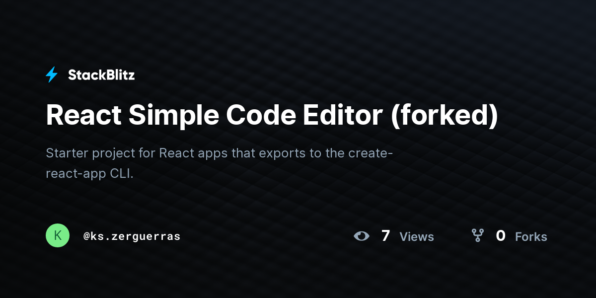 React Simple Code Editor (forked) - StackBlitz