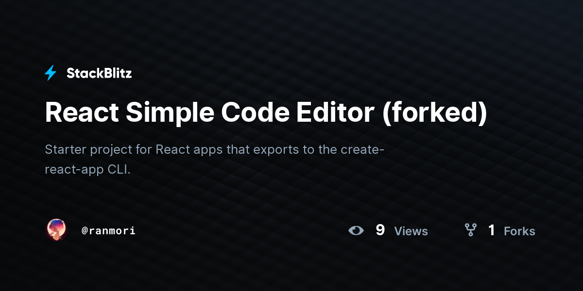 React Simple Code Editor (forked) - StackBlitz