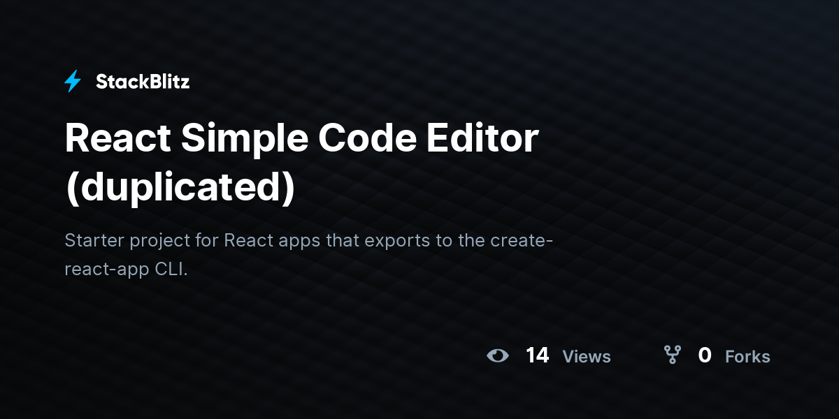 React Simple Code Editor (duplicated) - StackBlitz