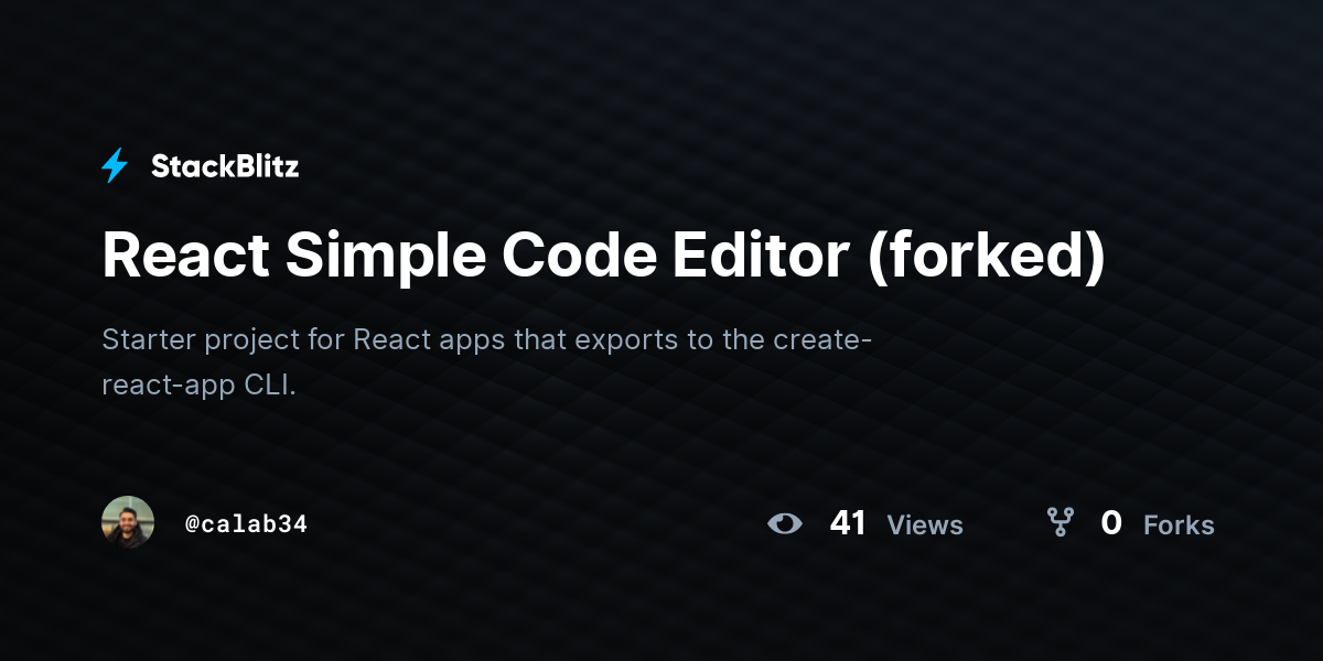 React Simple Code Editor (forked) - StackBlitz