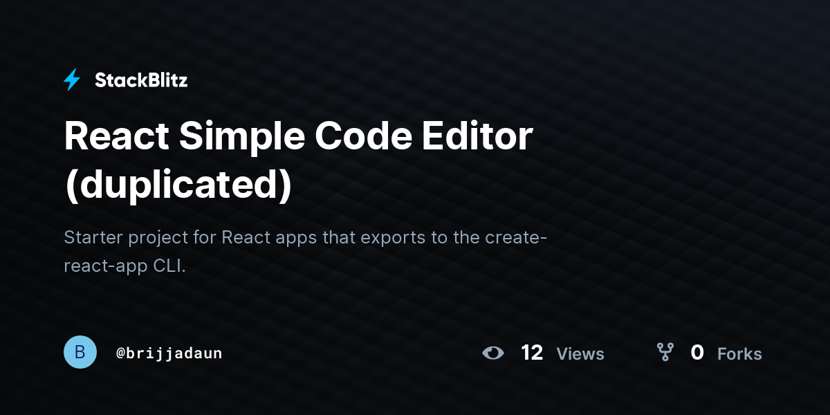 React Simple Code Editor (duplicated) - StackBlitz
