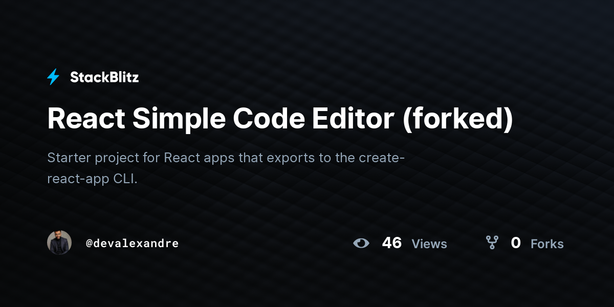 React Simple Code Editor (forked) - StackBlitz