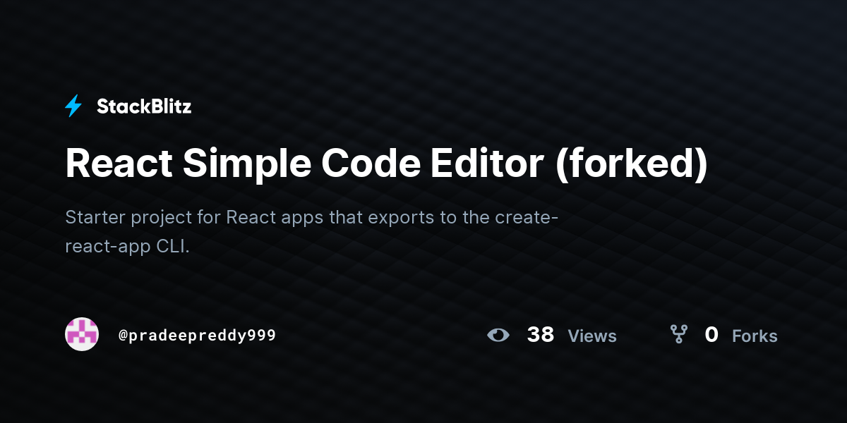 React Simple Code Editor (forked) - StackBlitz