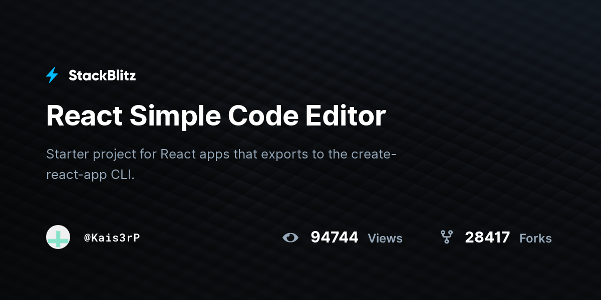 React Simple Code Editor - StackBlitz