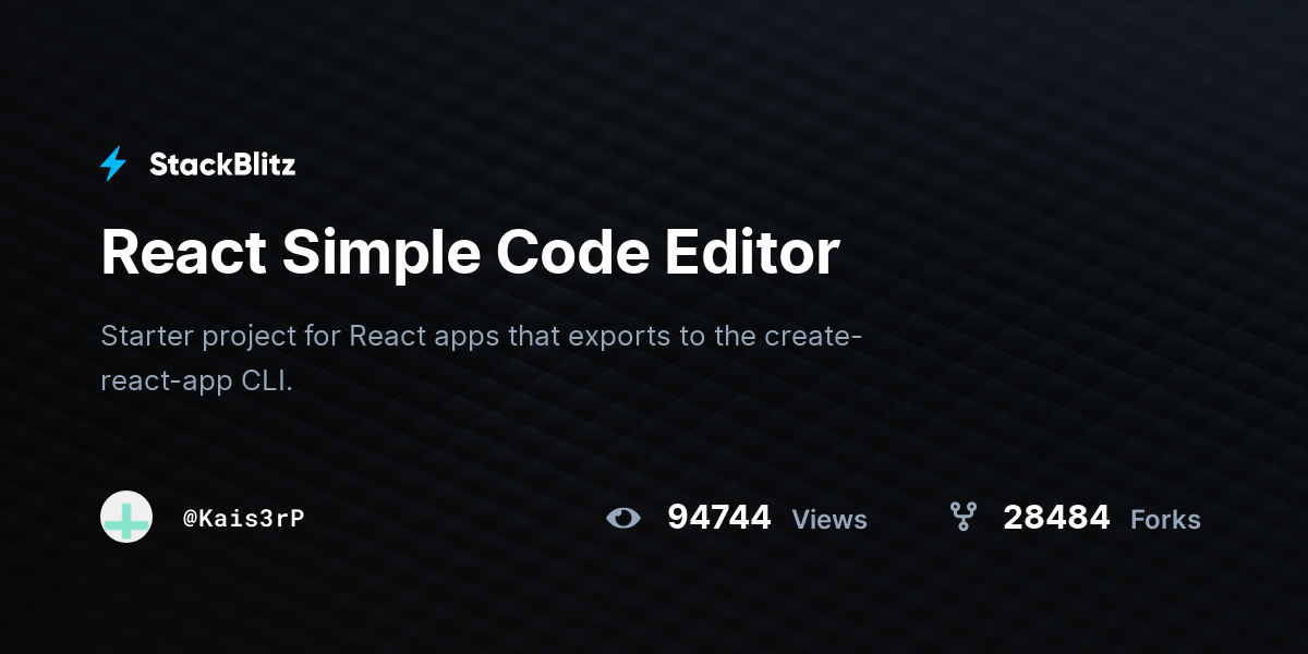 React Simple Code Editor - StackBlitz