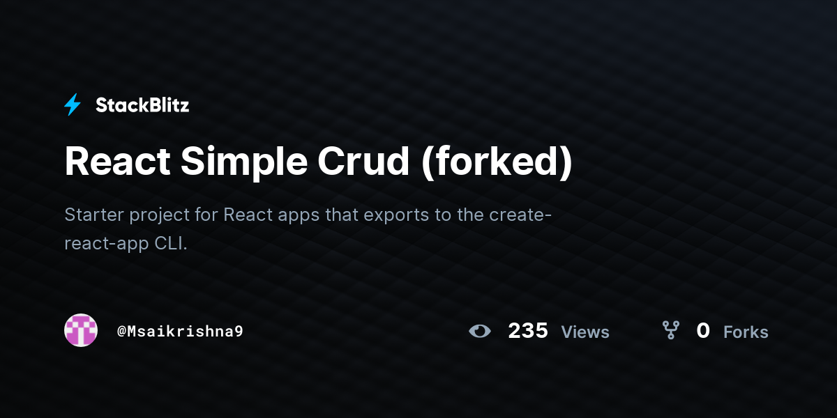React Simple Crud (forked) - StackBlitz