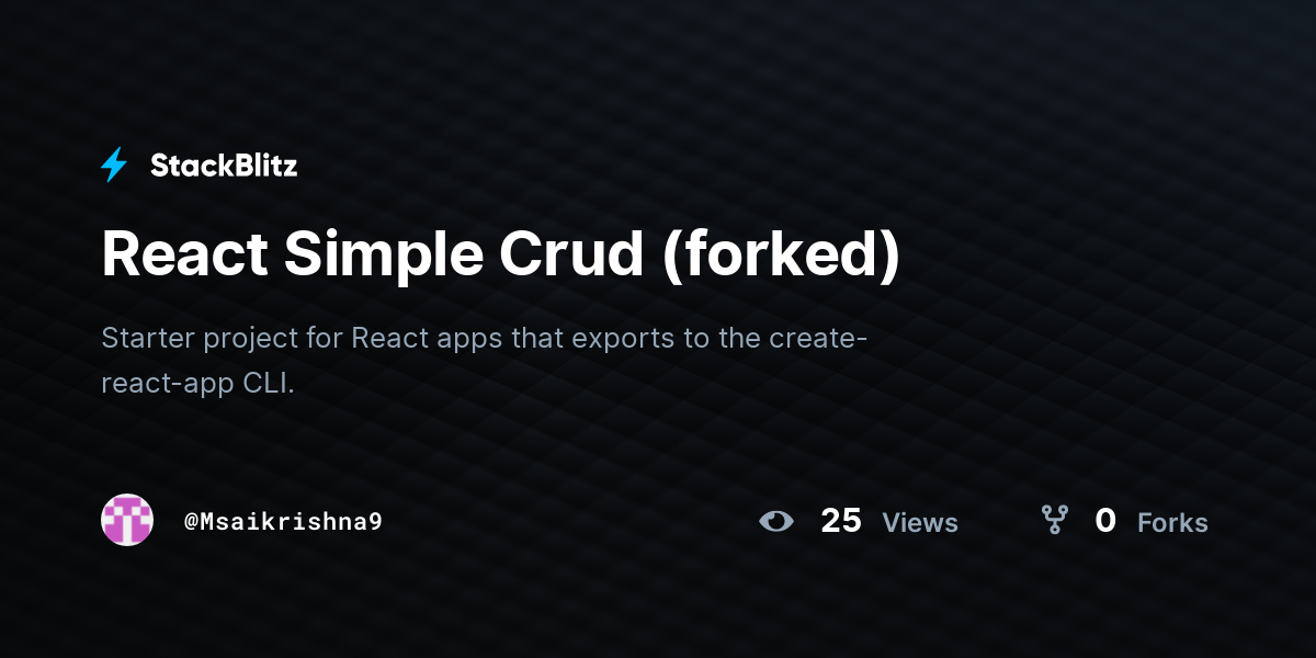 React Simple Crud (forked) - StackBlitz