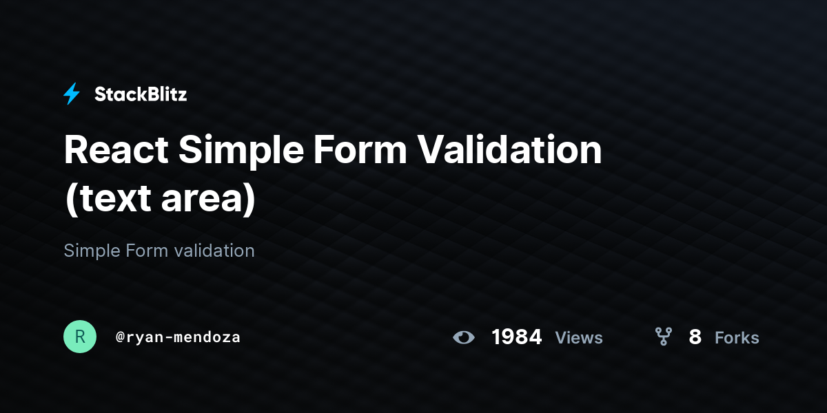 React Simple Form Validation (text area) - StackBlitz