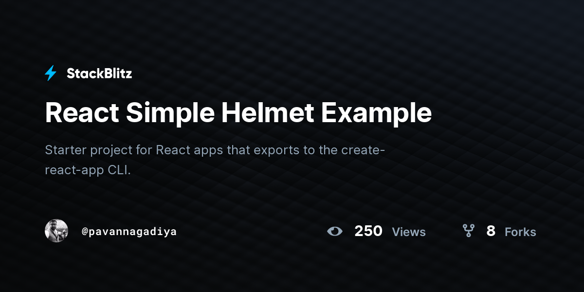 React Simple Helmet Example - StackBlitz React Simple Helmet Example - StackBlitz