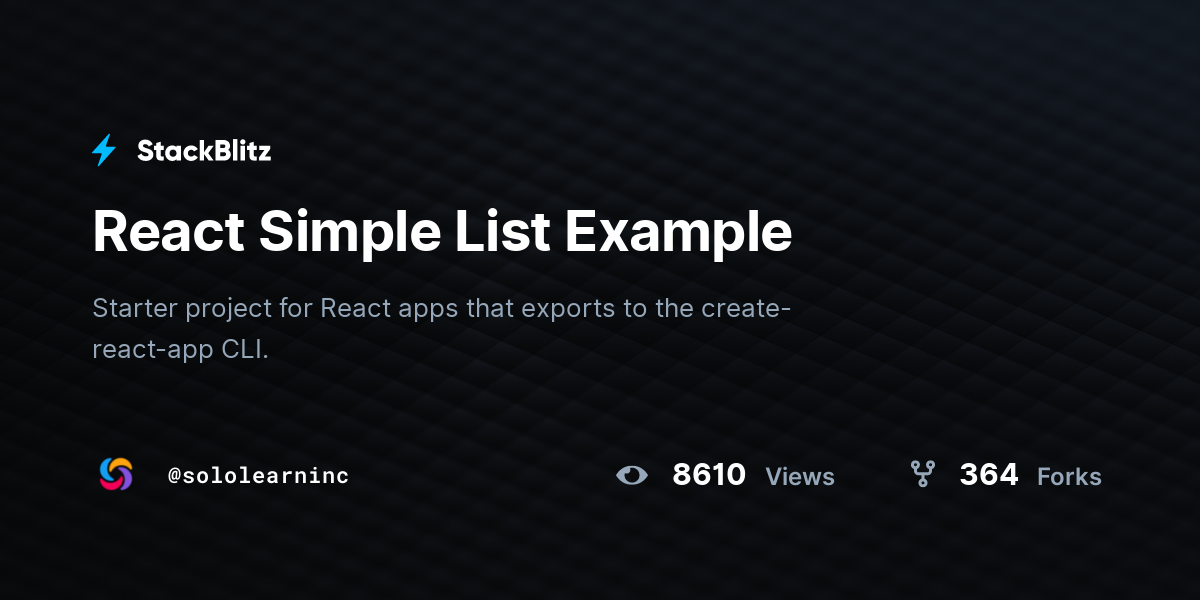 React Simple List Example - StackBlitz