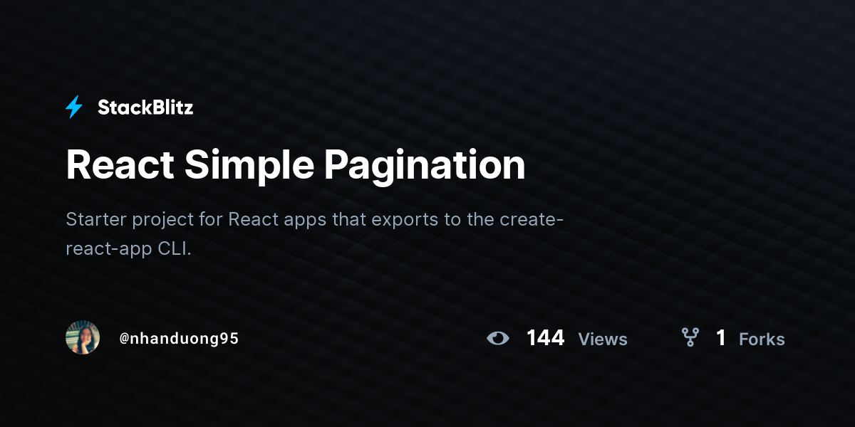React Simple Pagination - StackBlitz React Simple Pagination - StackBlitz
