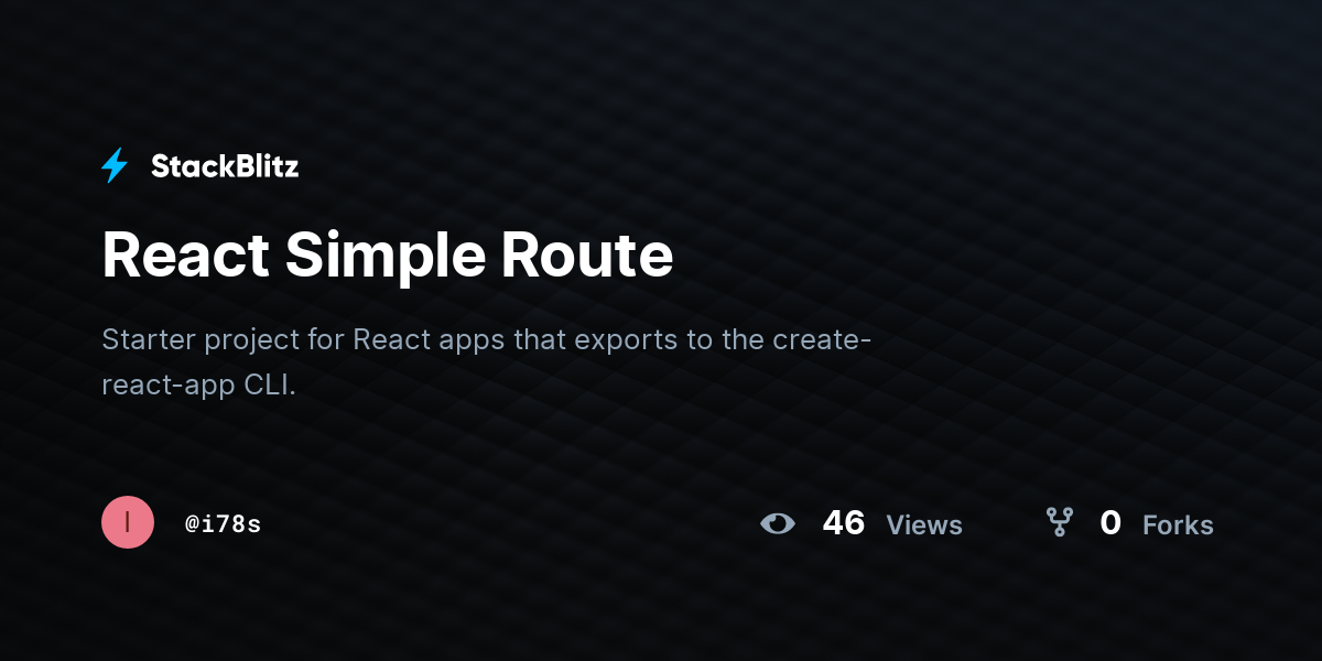 React Simple Route - StackBlitz