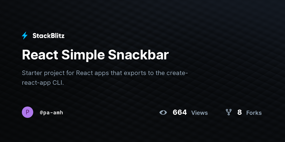 React Simple Snackbar - StackBlitz