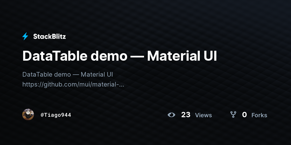 DataTable demo — Material UI - StackBlitz