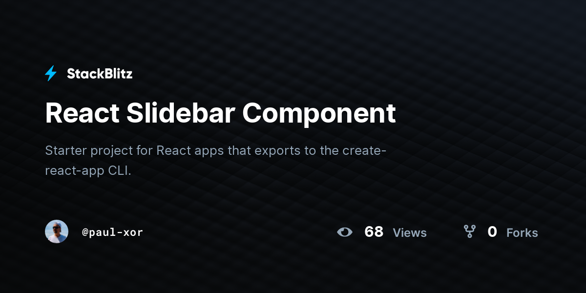 React Slidebar Component Stackblitz
