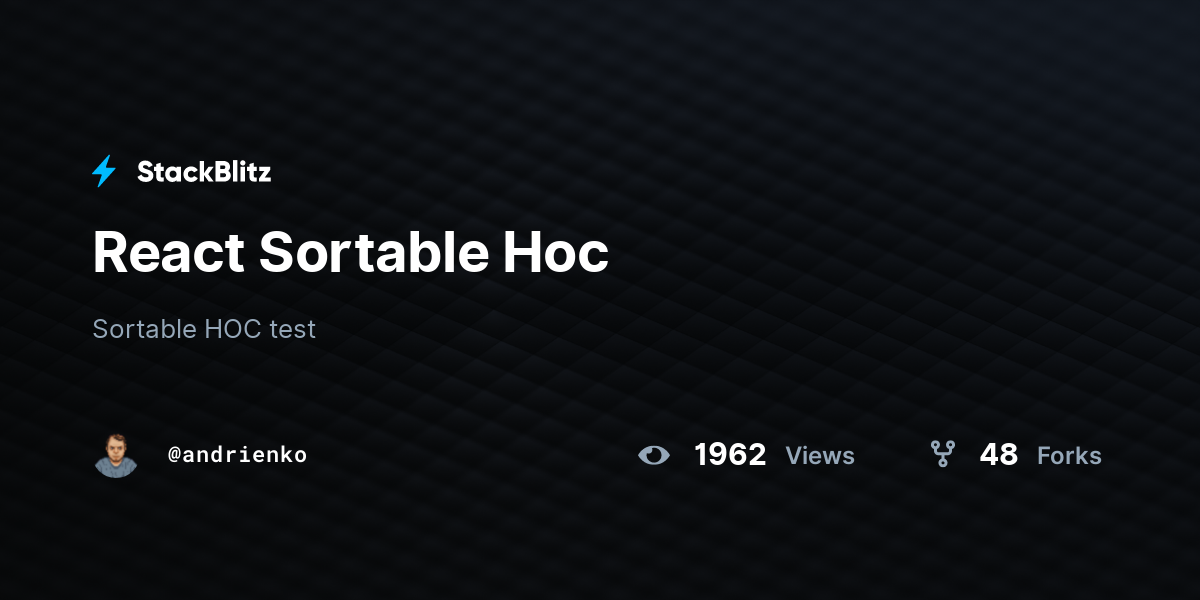 React Sortable Hoc Stackblitz