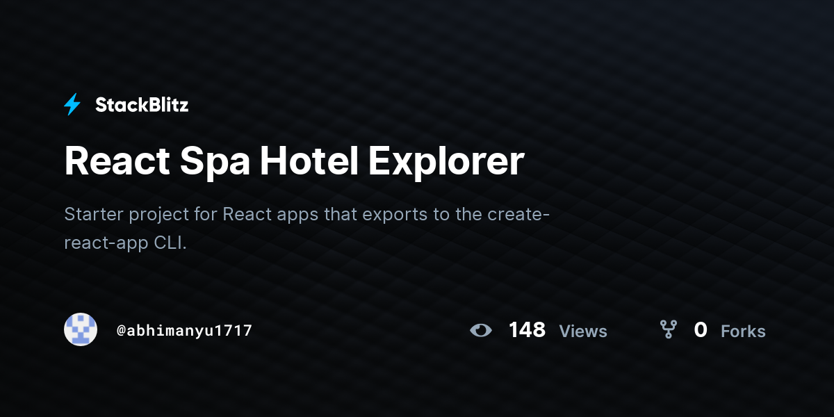 React Spa Hotel Explorer - StackBlitz
