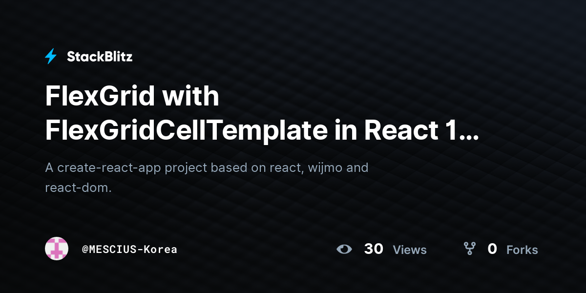 FlexGrid with FlexGridCellTemplate in React 18 (forked) - StackBlitz