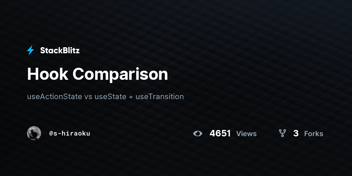 Hook Comparison - StackBlitz