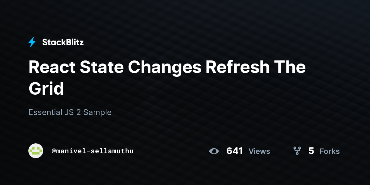 React State Changes Refresh The Grid - StackBlitz