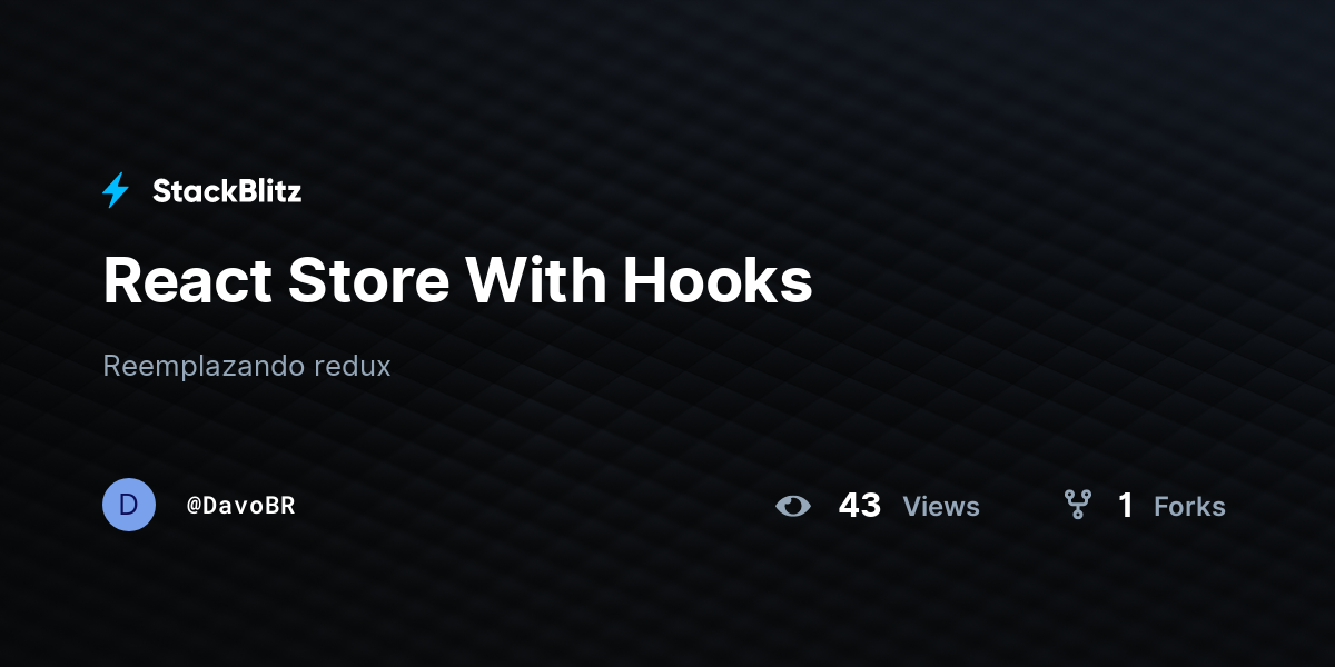 React Store With Hooks - StackBlitz React Store With Hooks - StackBlitz