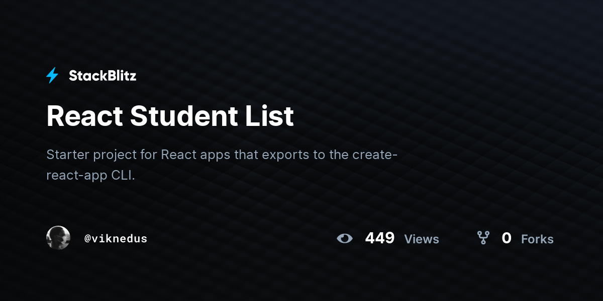React Student List - StackBlitz