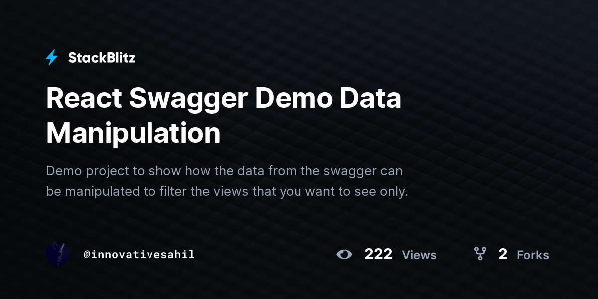 React Swagger Demo Data Manipulation - StackBlitz React Swagger Demo Data Manipulation - StackBlitz