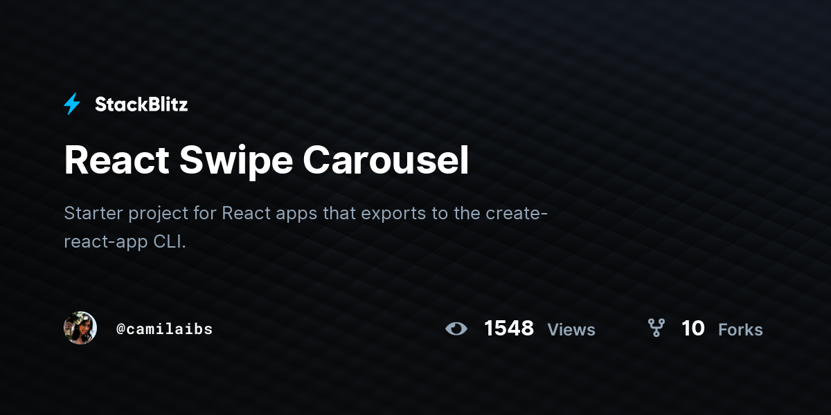 React Swipe Carousel - StackBlitz React Swipe Carousel - StackBlitz