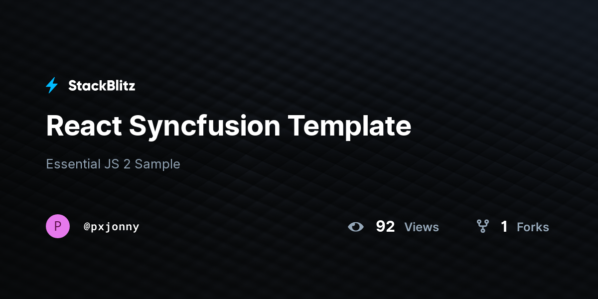 React Syncfusion Template - StackBlitz