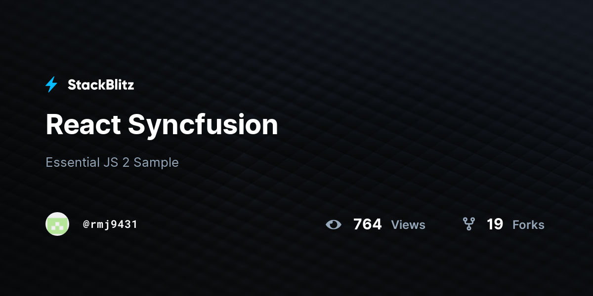 React Syncfusion - StackBlitz