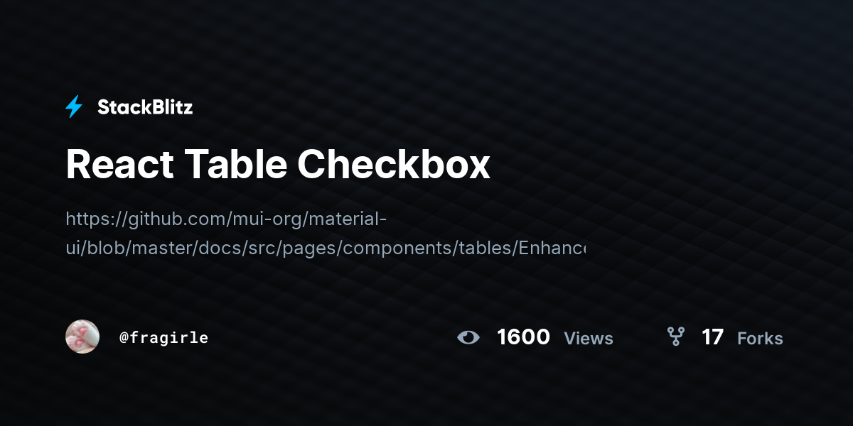 React Table Checkbox StackBlitz