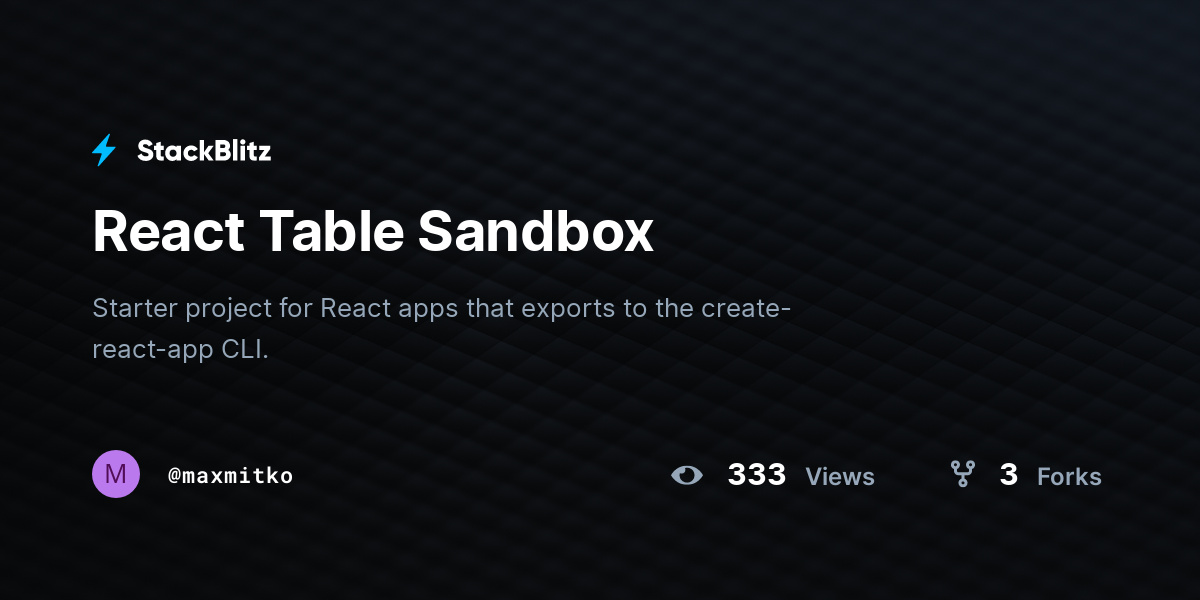 React Table Sandbox - StackBlitz