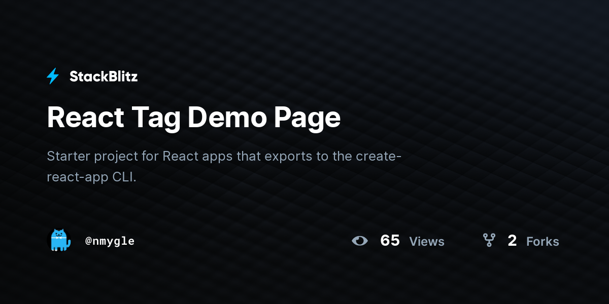 React Tag Demo Page - StackBlitz