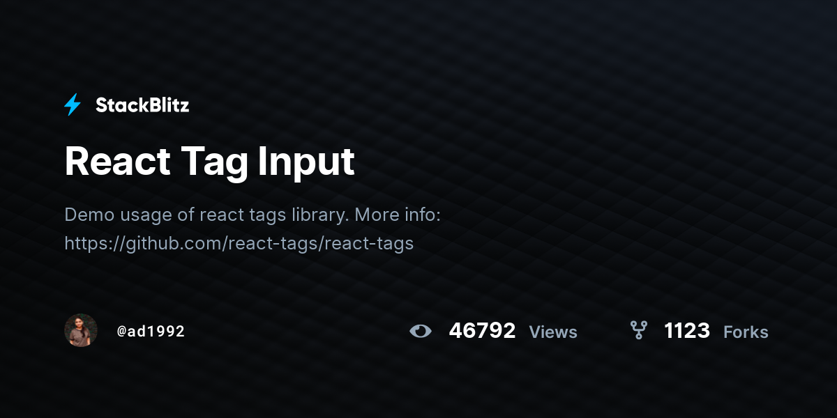 React Tag Input - StackBlitz