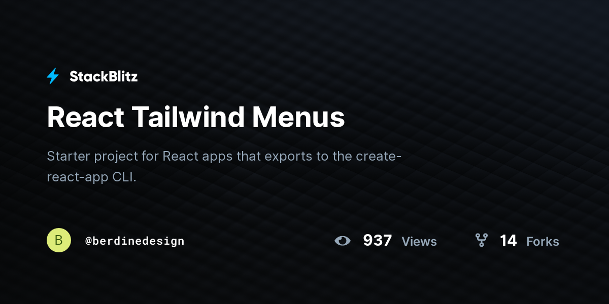 React Tailwind Menus - StackBlitz