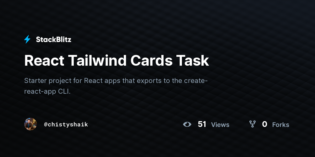 React Tailwind Cards Task Stackblitz