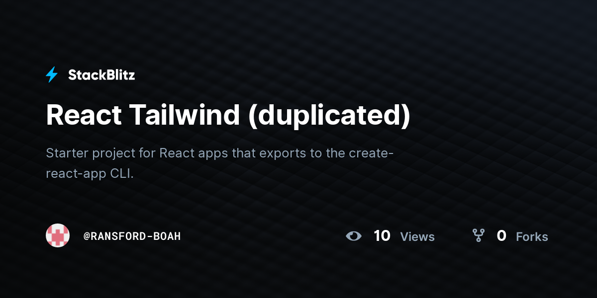 React Tailwind (duplicated) - StackBlitz
