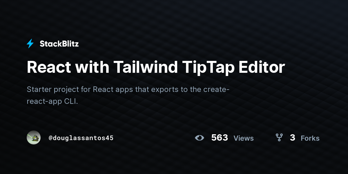 React with Tailwind TipTap Editor - StackBlitz