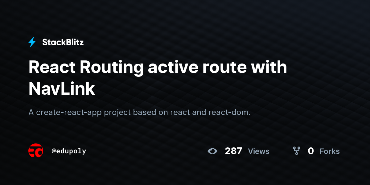 React Routing active route with NavLink - StackBlitz