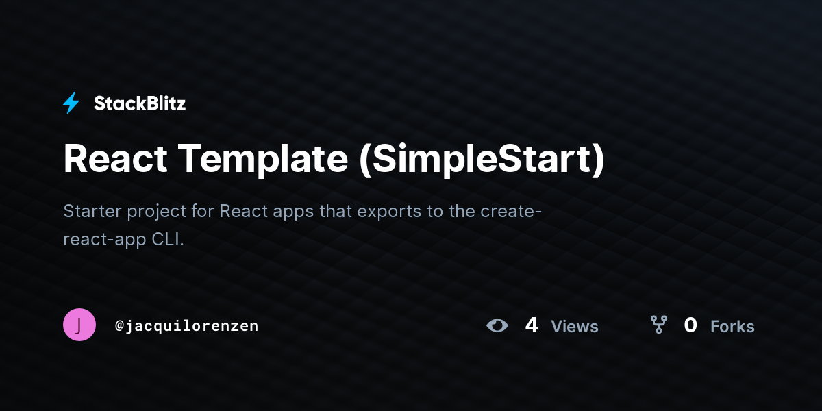 React Template (SimpleStart) - StackBlitz