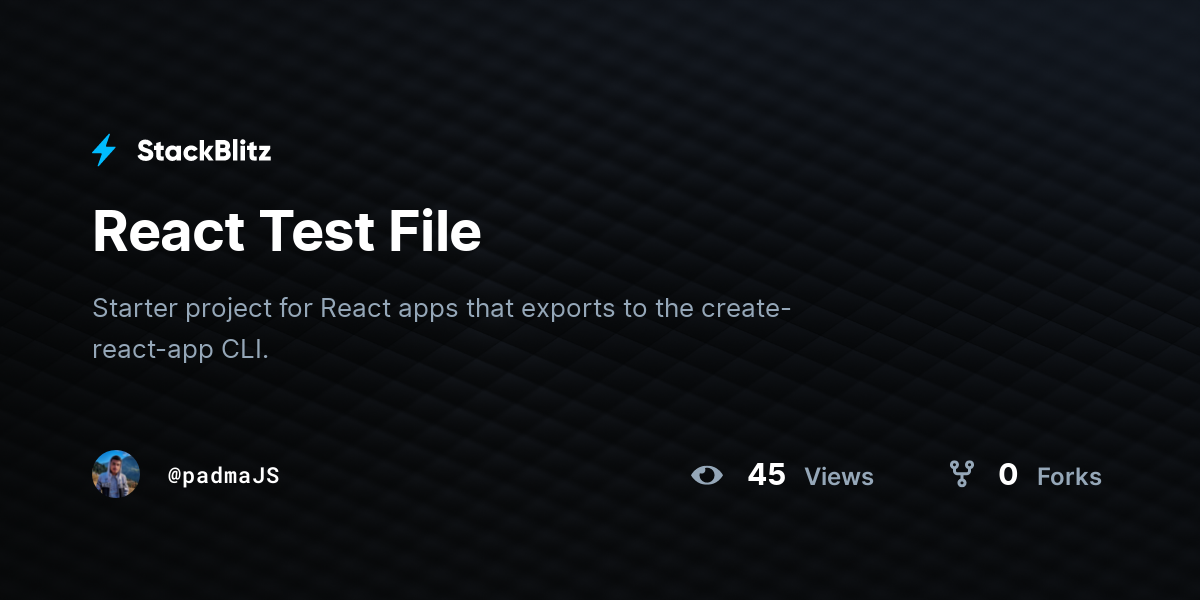 React Test File - StackBlitz