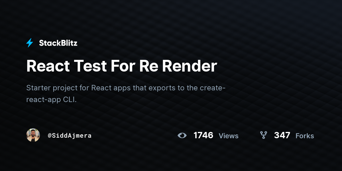 React Test For Re Render - StackBlitz