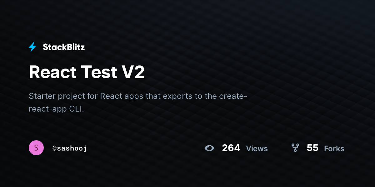 React Test V2 Stackblitz
