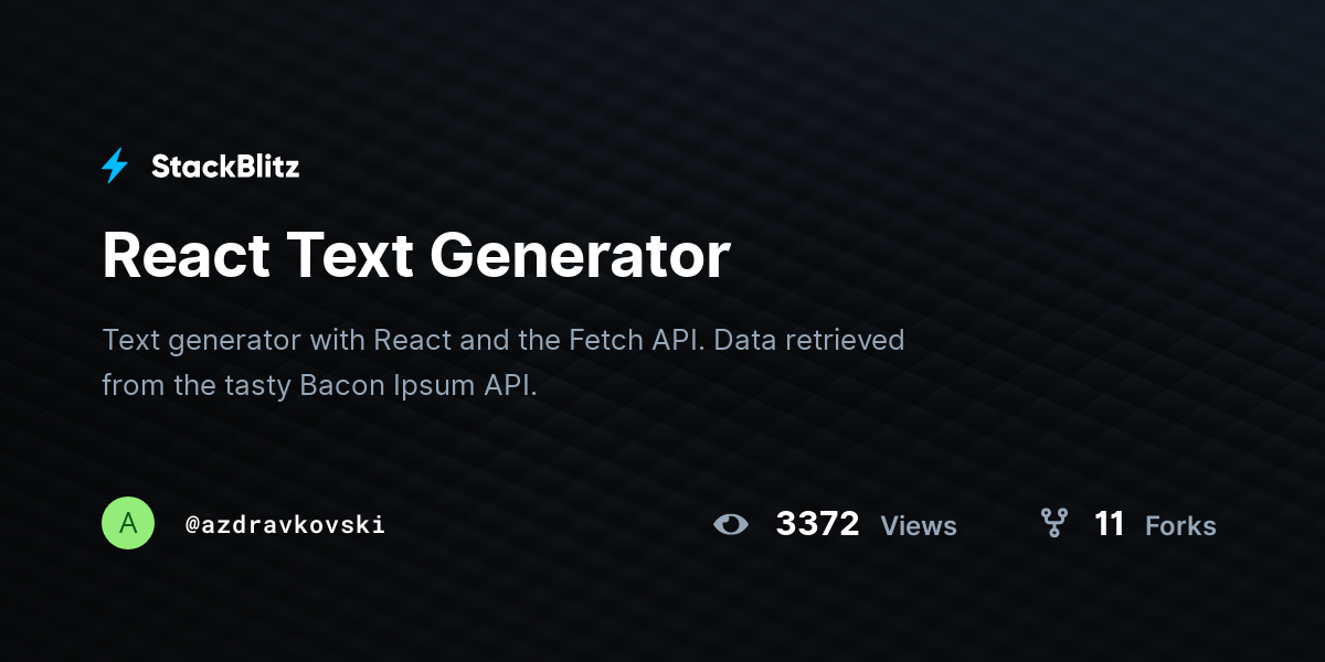 React Text Generator - StackBlitz