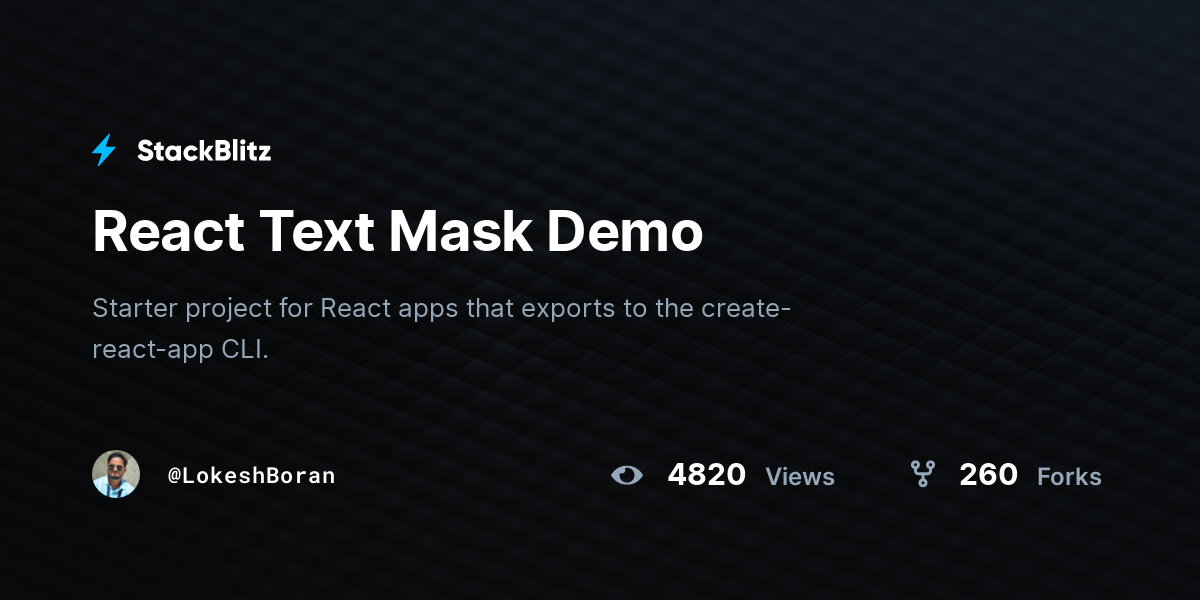 React Text Mask Demo - StackBlitz